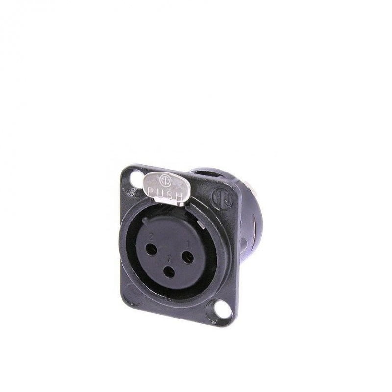 Conector XLR hembra chasis Neutrik NC3FD-L-B-1 - Pro Audio Sistemas